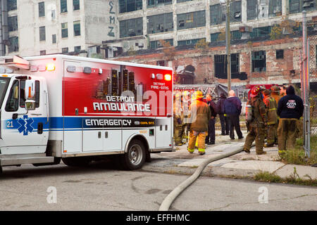 DFD firefighter down, Detroit, Michigan, USA, October 22, 2014 Stock ...