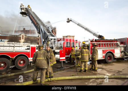 DFD firefighters in action, Detroit, Michigan, USA, October 2014 Stock ...