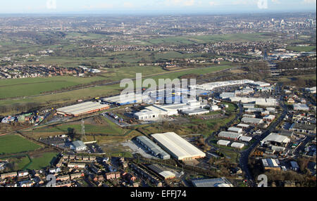 aerial view of Birstall Shopping Park at J27 of M62 and M621, A62 Stock ...