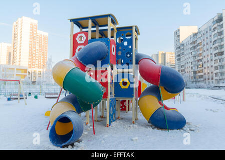 Playground structure outdoors in winter Stock Photo - Alamy