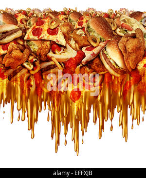 Fast food concept with greasy fried restaurant take out as onion rings ...