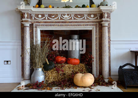 18th century Italian fireplace autumn autumnal display airfield house ...