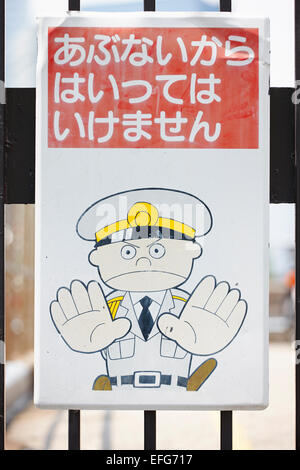 No entry sign with Stop hand gesture on fence Stock Photo - Alamy