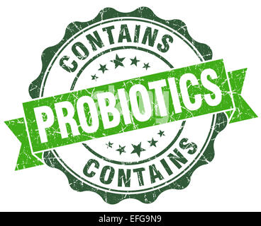 probiotics green vintage seal isolated on white Stock Photo - Alamy