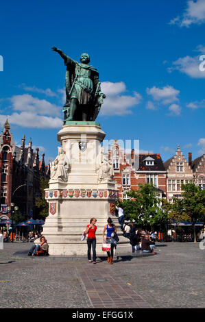 Belgium, Flanders, Ghent, Market Square, Het Toreken Tower Stock Photo ...