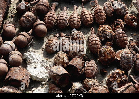 Mortar unexploded ordnance (UXO) from the war on Laos in Phonsavan ...