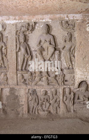 Cave 90 Miracle of Sravasti panel. Kanheri Caves Borivali, Mumbai ...