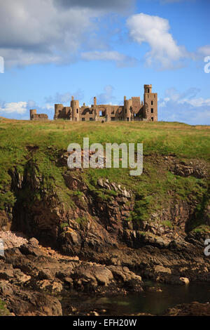 Scottish castle on cliff top ruin of Cruggleton Castle arch of cellar ...
