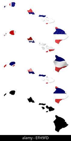Hawaii US state map red outline border. illustration isolated on white ...