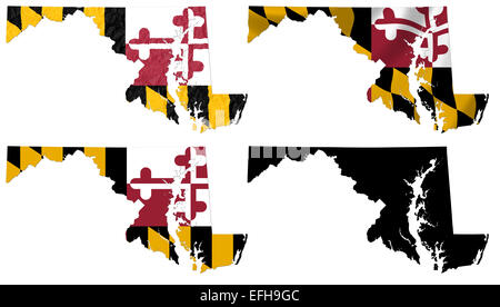 Maryland US state flag map isolated on white. illustration Stock Photo ...