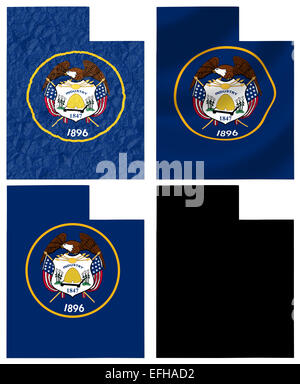 Utah State flag map Illustration Stock Photo - Alamy