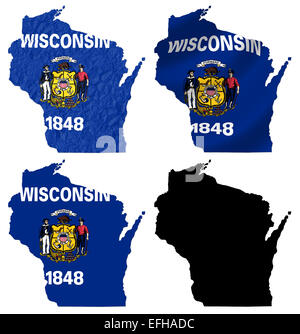 Wisconsin US state flag map isolated on white. illustration Stock Photo ...