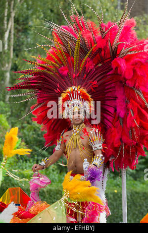 Man at Notting Hill wearing traditional Caribbean carnival costume ...