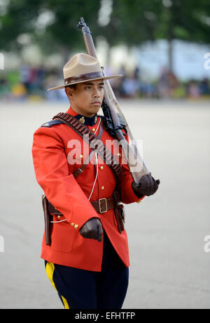 Mounties marching in the Sunset Retreat Ceremony at the Royal Canadian ...