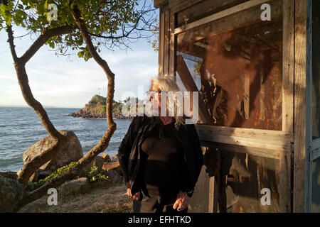 Restaurant owner Fleur Sullivan at Fleurs Place, Moeraki, South Island ...