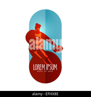 Basketball emblem logo design template Stock Photo - Alamy