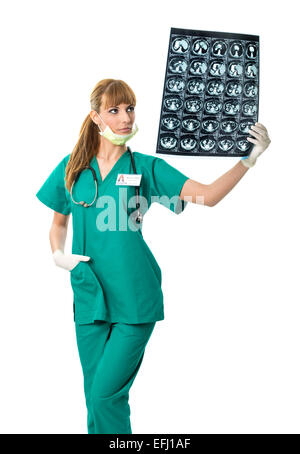 female doctor white coat x-ray examination dark background Stock Photo ...