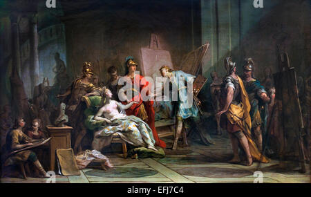 Apelles painting Campaspe the mistress of Alexander the Great, etching ...