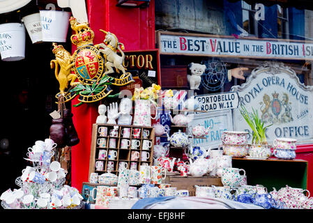Portobello market traditional English goods for sale Stock Photo - Alamy