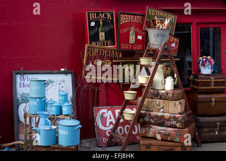 Portobello market traditional English goods for sale Stock Photo - Alamy