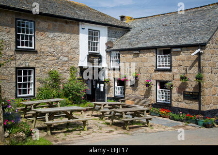 16th Century historic Rock Inn, Treen, Cornwall, England Stock Photo ...
