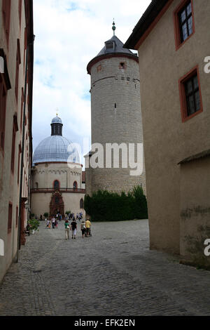 The interior courtyard of the fortress Marienberg in Wuerzburg with ...