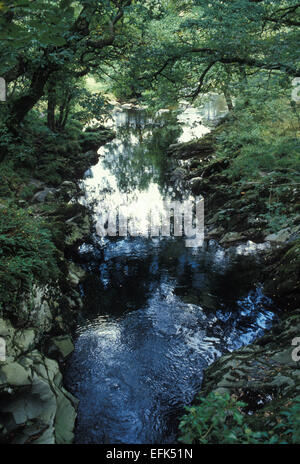 River Machno and 'Roman Bridge' below Pencachno Gwynedd Wales UK Stock ...