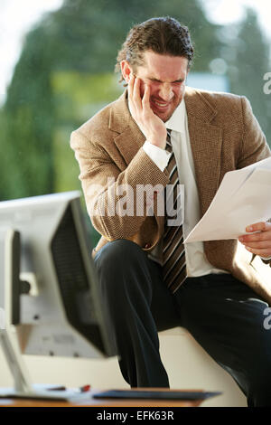 Business Concept - Portrait handsome stressful business man in suit ...