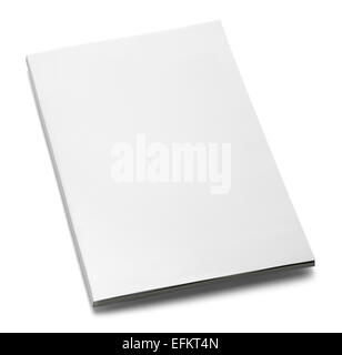 Top view of blank white cover notebook with pencil on white wood table ...