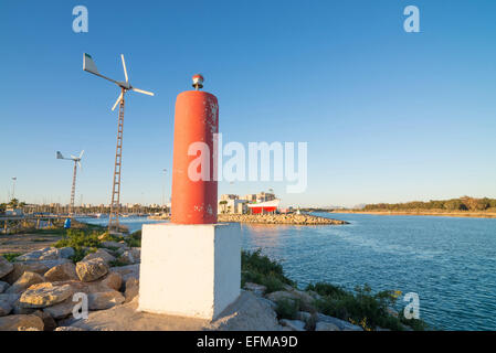 Harbor beacon system powered with wind energy Stock Photo - Alamy