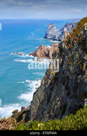 Atlantic ocean coast cliff at Sardao cape (Cabo Sardao) Alentejo ...