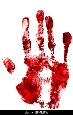 Handprint. Red, bloody hand print. Dead, blood, horror and dirty red ...