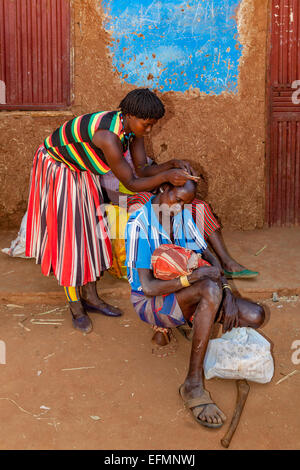 Market woman from the Ari tribe, portrait, southern Omo valley ...