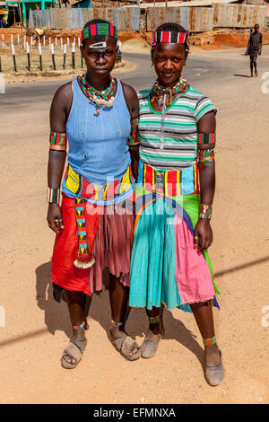 Two young girls from the Ari tribe, Jinka, South Ethiopia, Africa Stock ...