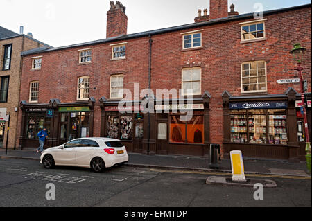 Victorian red brick back to back working class terrace houses with bay ...