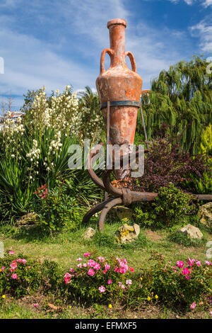A decorative urn in a park in the Black Sea port city of Sinop, Turkey ...