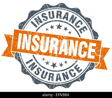 insurance orange round grunge stamp on white Stock Photo - Alamy