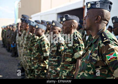 A Burundi National Defense Force soldier with 1st Sapper Company uses a ...
