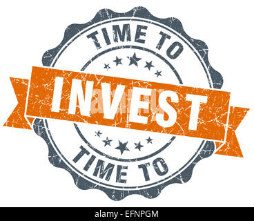 time to invest round orange grungy vintage isolated stamp Stock Photo ...