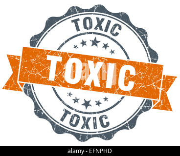 toxic round orange grungy vintage isolated stamp Stock Photo - Alamy