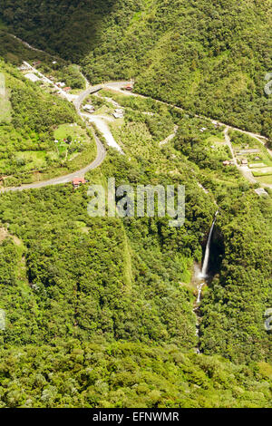 Machay Waterfall And Pan America Highway In Ecuadorian Andes Stock ...