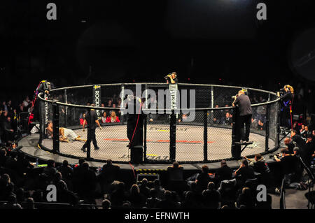 Two cage fighters in the ring during "Cage Wars - Nightmare", Kings ...