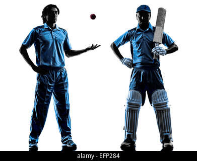 pitcher Cricket player in silhouette shadow on white background Stock ...