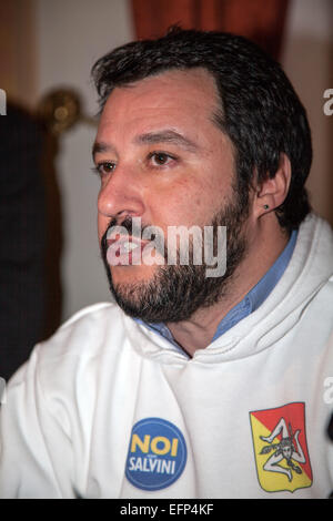 Palermo, the Lega Nord secretary Matteo Salvini speaks to the ...