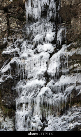 Freezing waterfall in Grey Mares Tail nature reserve. Moffat Valley ...
