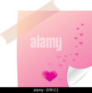 Sticky valentine note with heart, vector illustration Stock Photo - Alamy