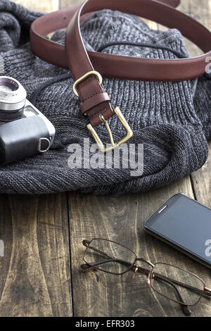 Close-up of a dark brown men's shirt with a collar detail, cotton ...