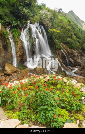 beautiful Tien Sa waterfall in rain season near Cat Cat Village near Sa ...