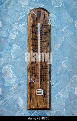 Cold Weather Thermometer Freezing Scale in Blue Celzius and Fahrenheit ...
