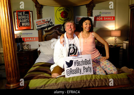 London, UK. 09th Feb, 2015. Mark 'Bez' Berry and his girlfriend ...